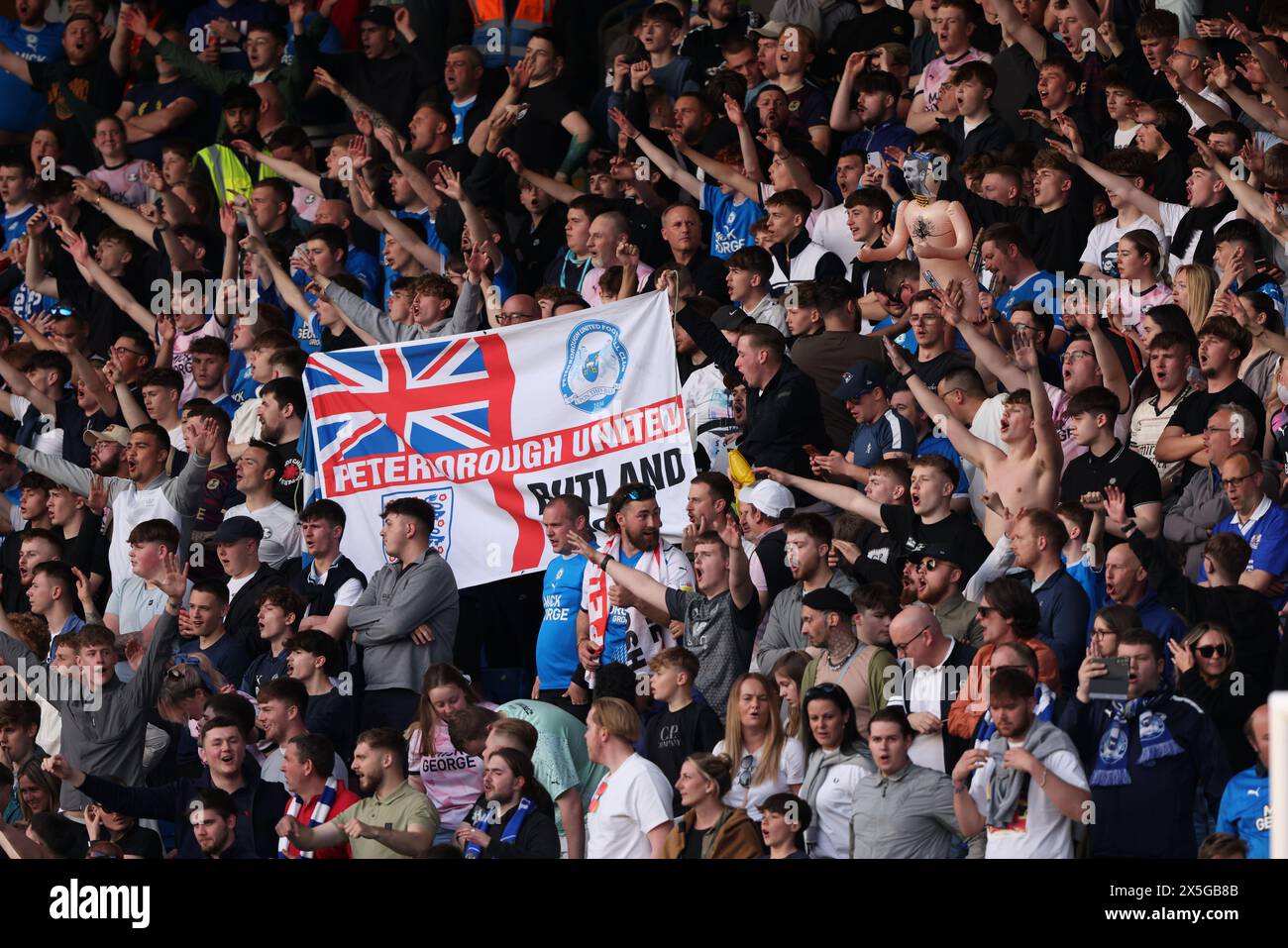 Peterborough, UK. 08th May, 2024. Peterborough fans at the Peterborough ...
