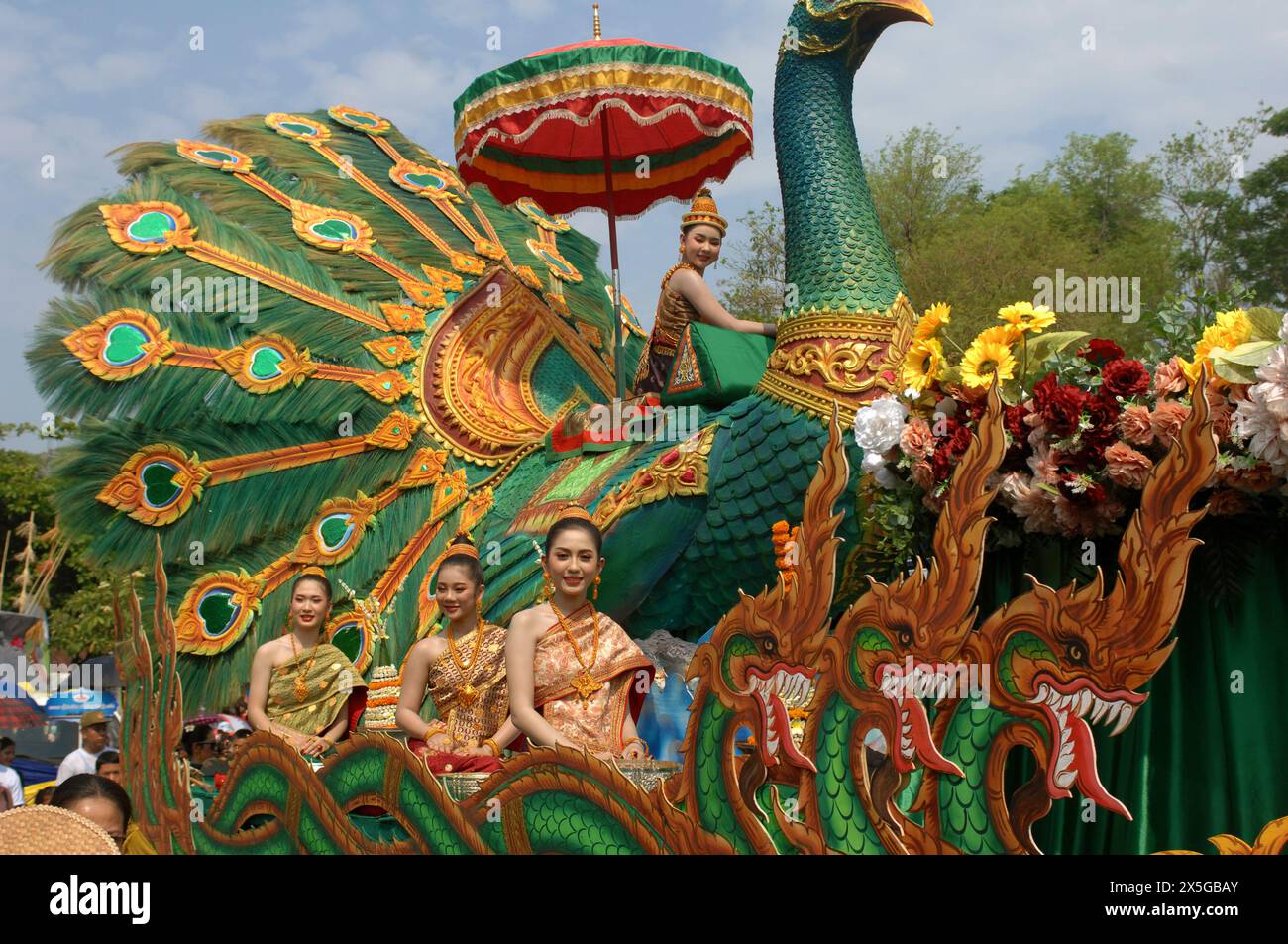 Peacock Float in the Pi Mai Parade, Lao New Year Festival in UNESCO ...