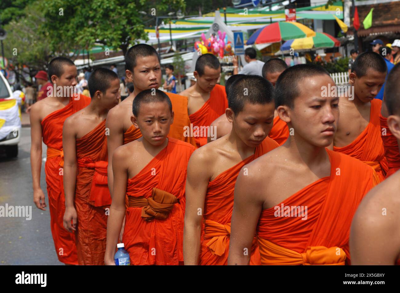 Monks parading as part of the Pi Mai Parade, Lao New Year Festival in ...