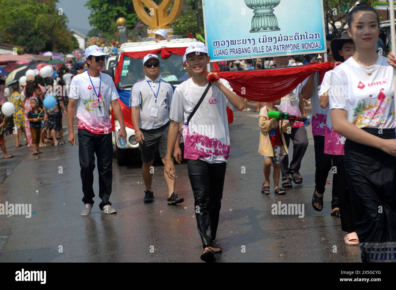 Locals parading as part of the Pi Mai Parade, Lao New Year Festival in ...