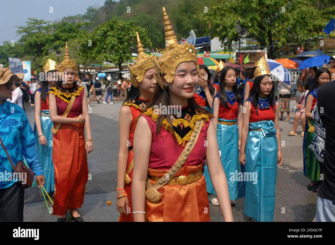 Locals parading as part of the Pi Mai Parade, Lao New Year Festival in ...