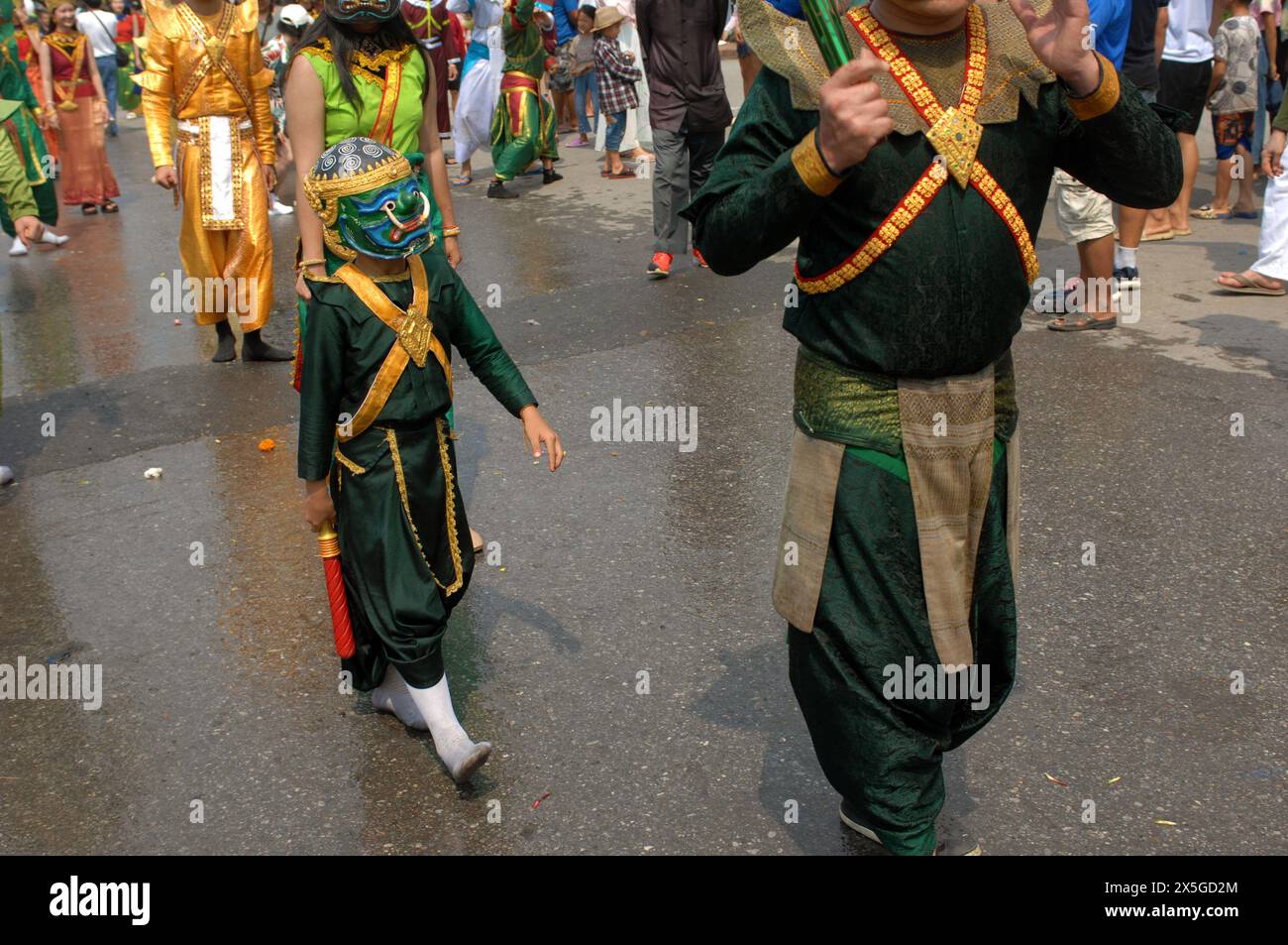 Locals parading as part of the Pi Mai Parade, Lao New Year Festival in ...