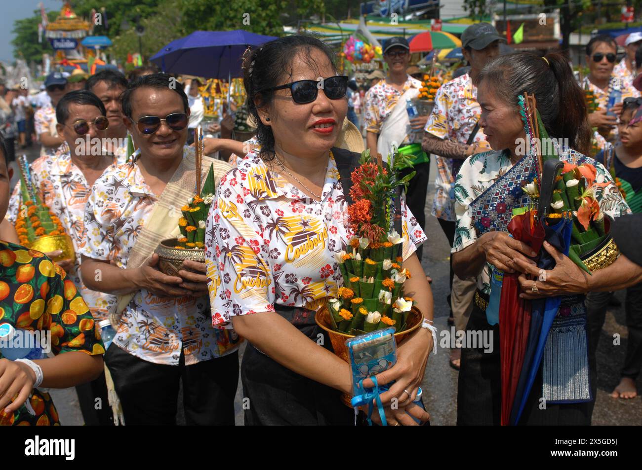 Locals parading as part of the Pi Mai Parade, Lao New Year Festival in ...