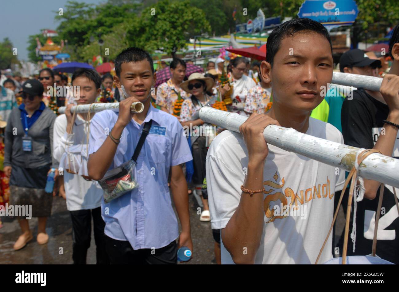 Locals parading as part of the Pi Mai Parade, Lao New Year Festival in ...