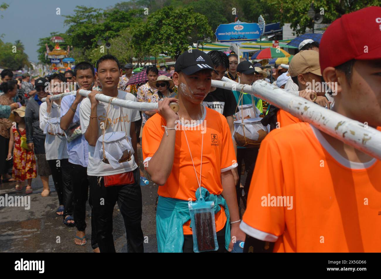 Locals parading as part of the Pi Mai Parade, Lao New Year Festival in ...