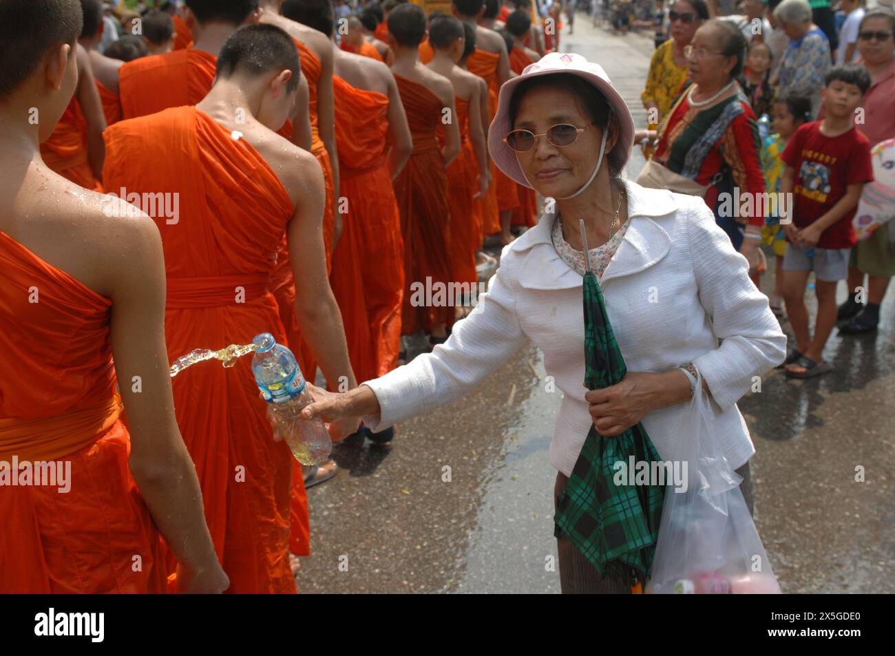 Monks parading as part of the Pi Mai Parade, Lao New Year Festival in ...