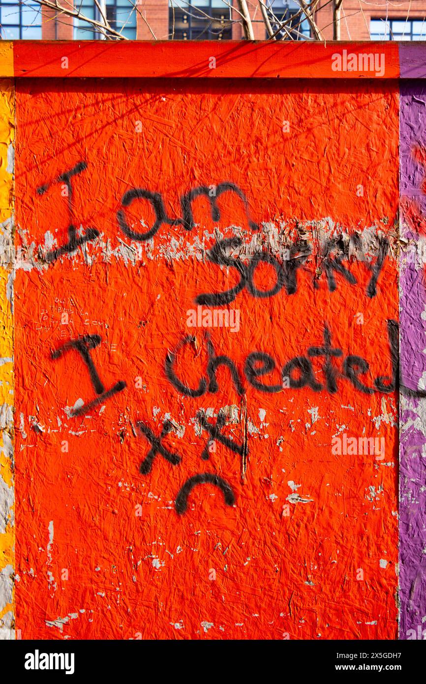 graffiti lettering writing "IM sorry I cheated Stock Photo - Alamy