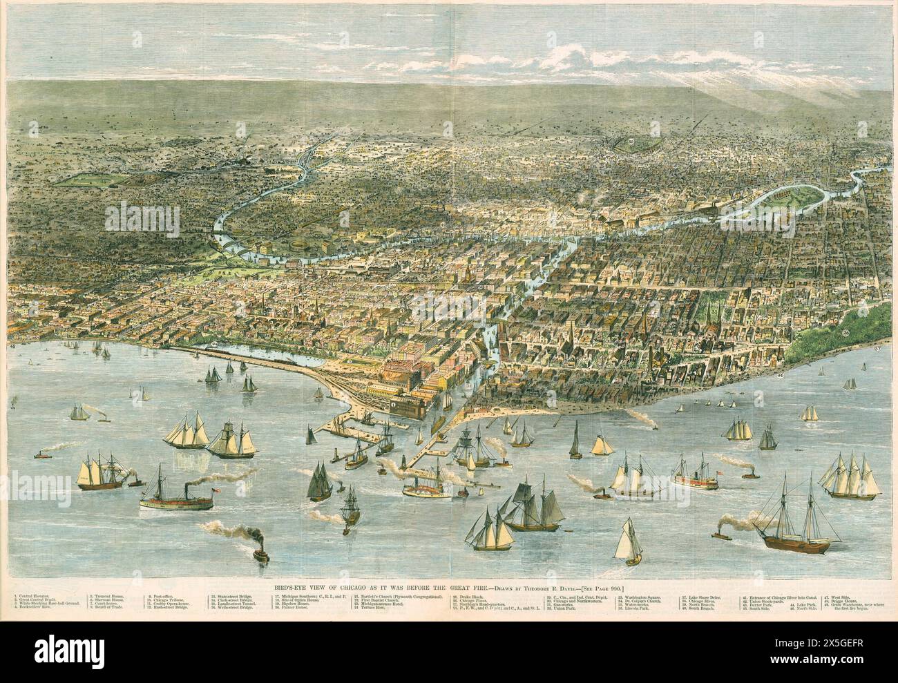 Vintage Lithograph Art: Map, The City of Chicago before the Fire. 1871 ...
