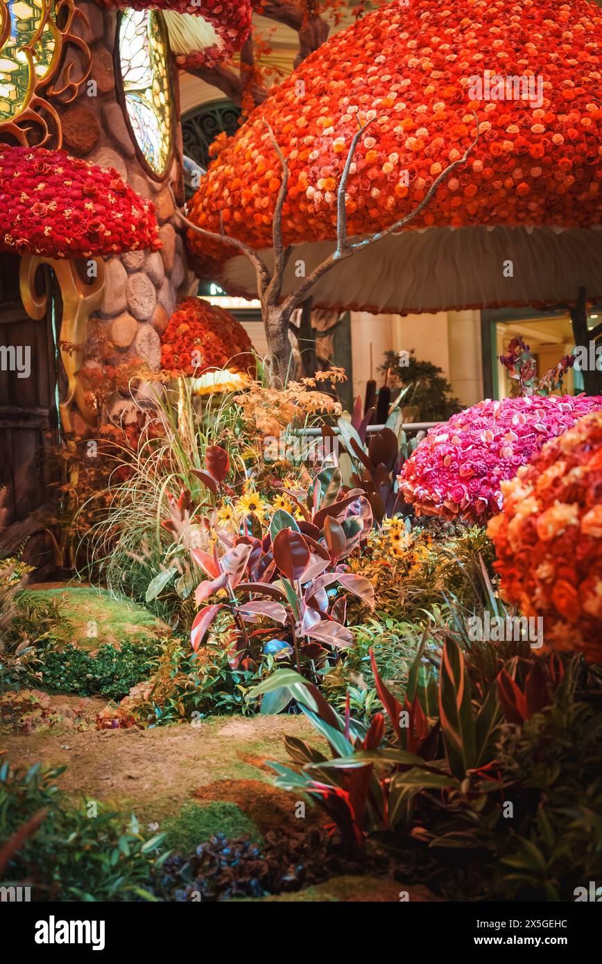 Vegas themed indoor garden with whimsical mushroom structures Stock ...