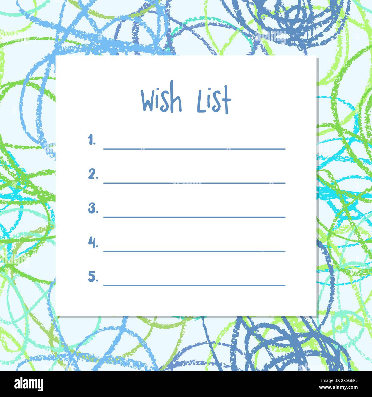 The Wish list, template. Printable. Crayon lines background Stock ...