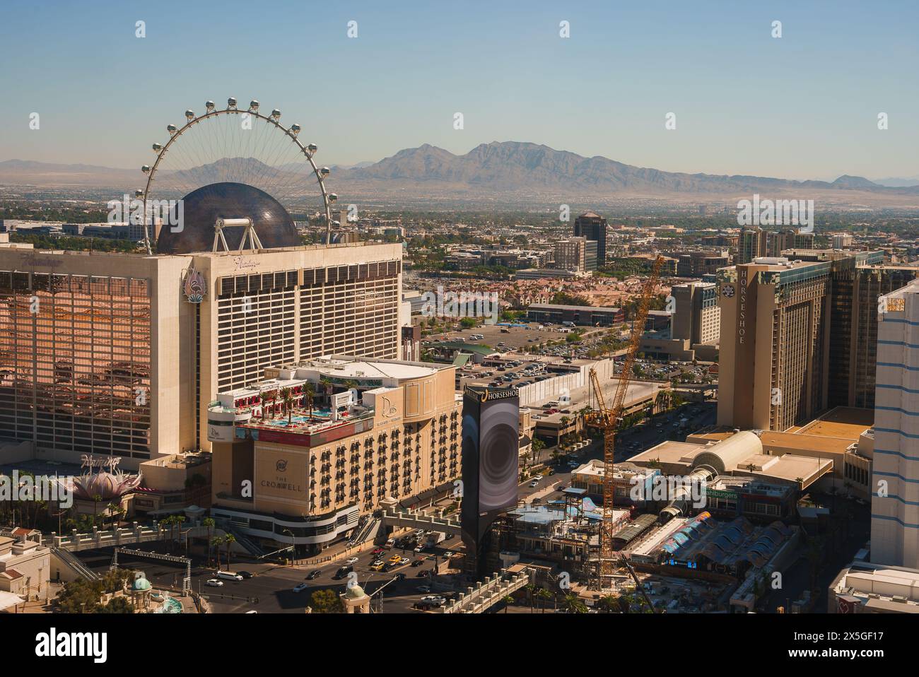 Las Vegas Strip Aerial View Daytime High Roller Observation Wheel Stock Photo - Alamy