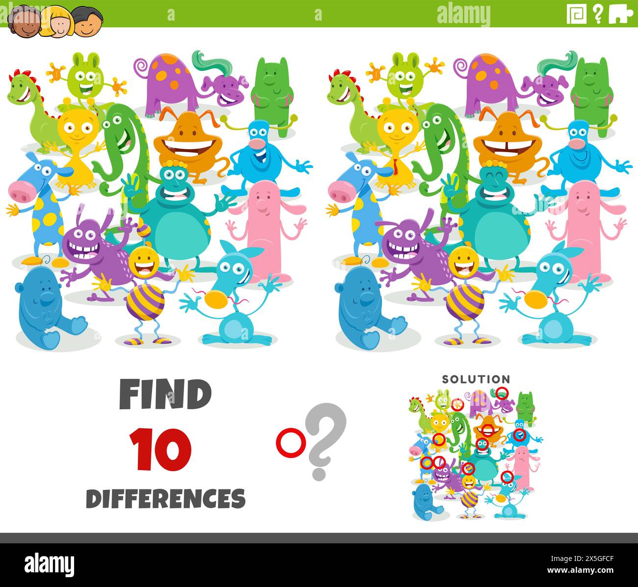 Cartoon illustration of finding the differences between pictures ...