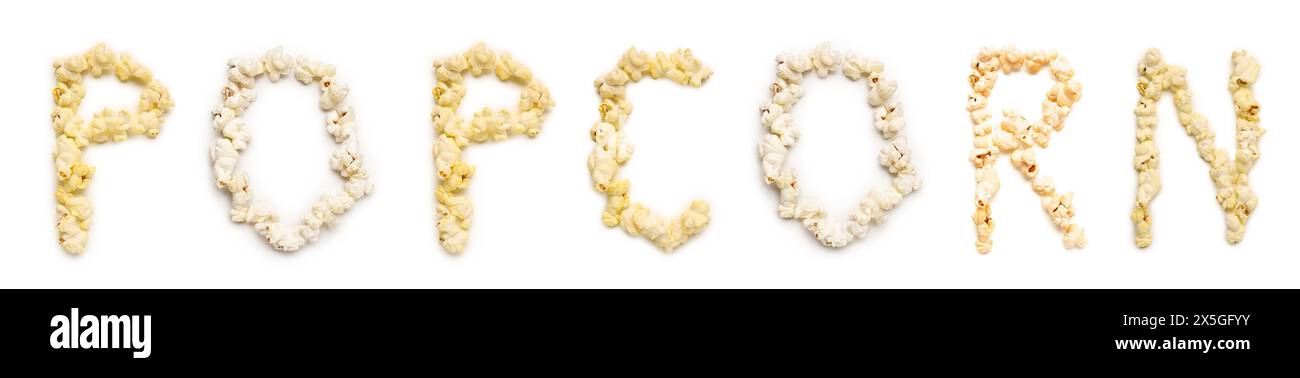 Word POPCORN on white background Stock Photo - Alamy