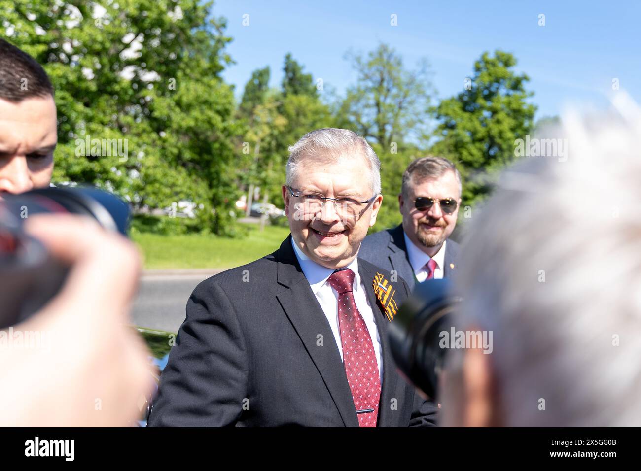 Warsaw, Poland. 09th May, 2024. Ambassador of the Russian Federation Sergei Andreev talks to the ...