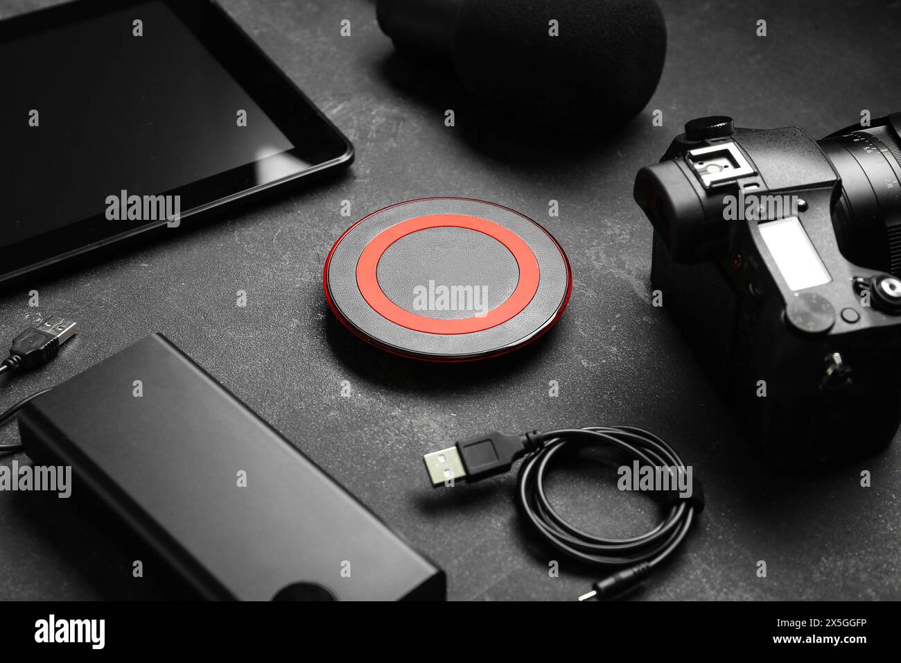 Set of different gadgets on dark background, closeup Stock Photo - Alamy