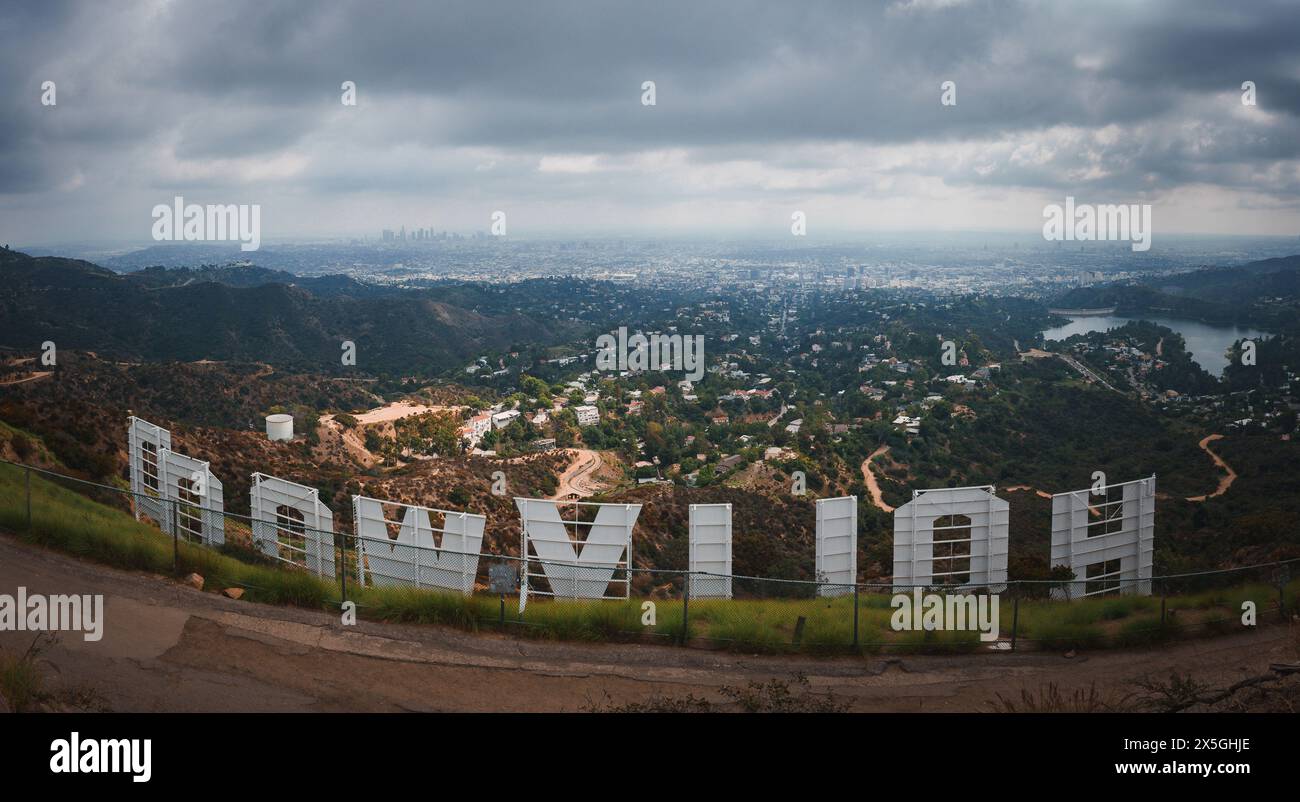 Panoramic View of Iconic Hollywood Sign on Mount Lee, Hollywood Hills ...