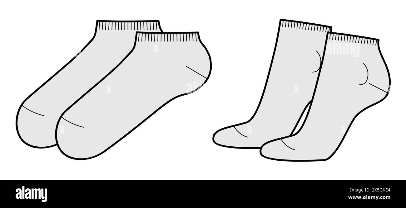 Sneaker Socks length set. Fashion hosiery accessory clothing technical ...