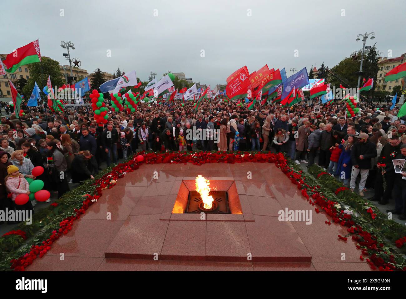 Minsk, Belarus. 9th May, 2024. People lay flowers during a ...