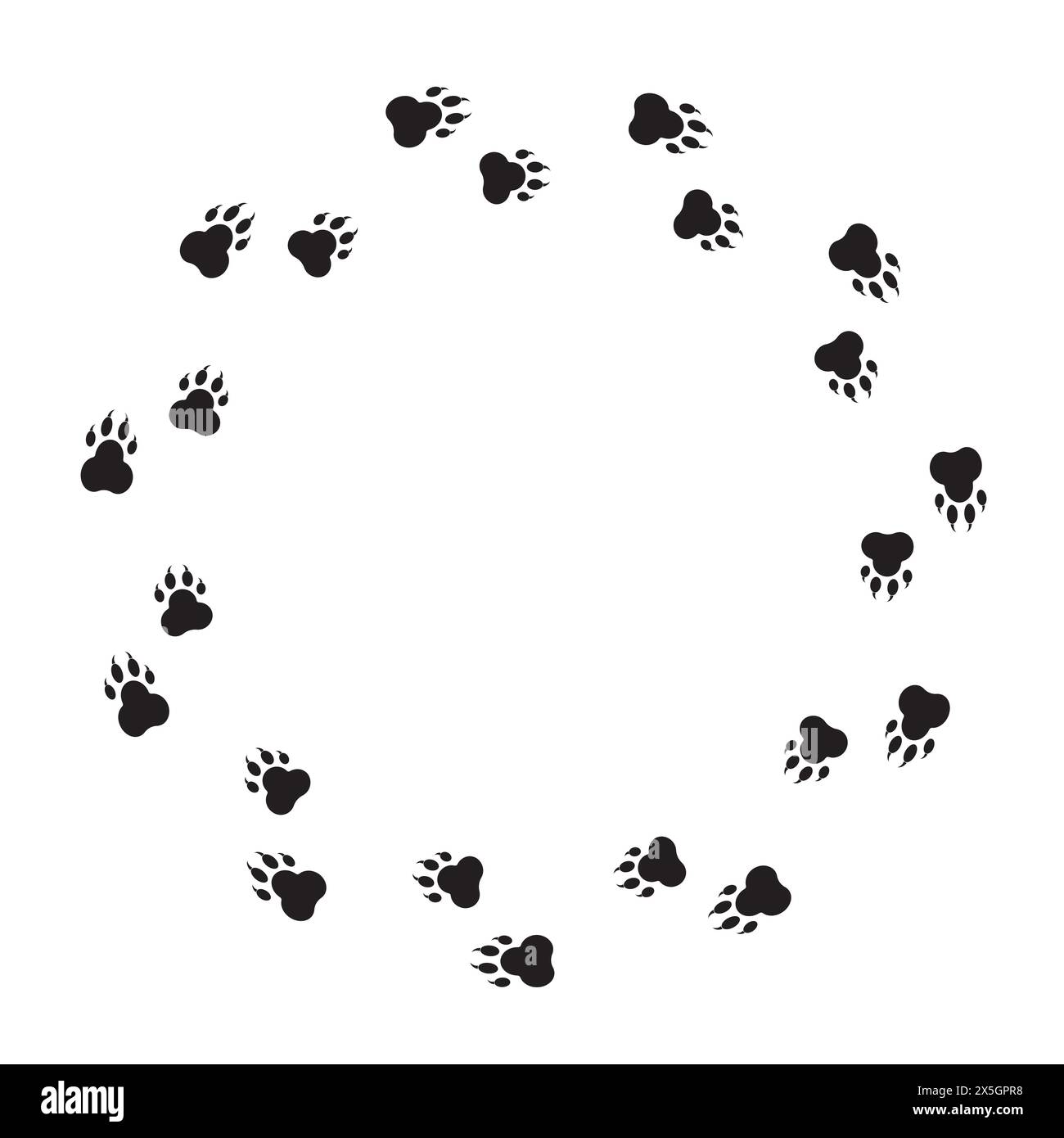 Animal paw prints circle. Vector circular track pattern Stock Vector ...