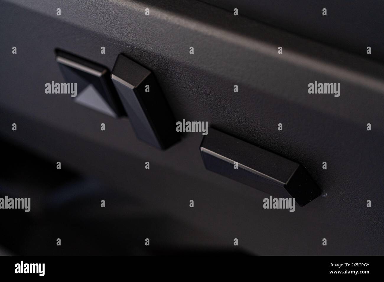 Close-up View of Seat Adjustment Buttons in Tesla Cybertruck Stock ...