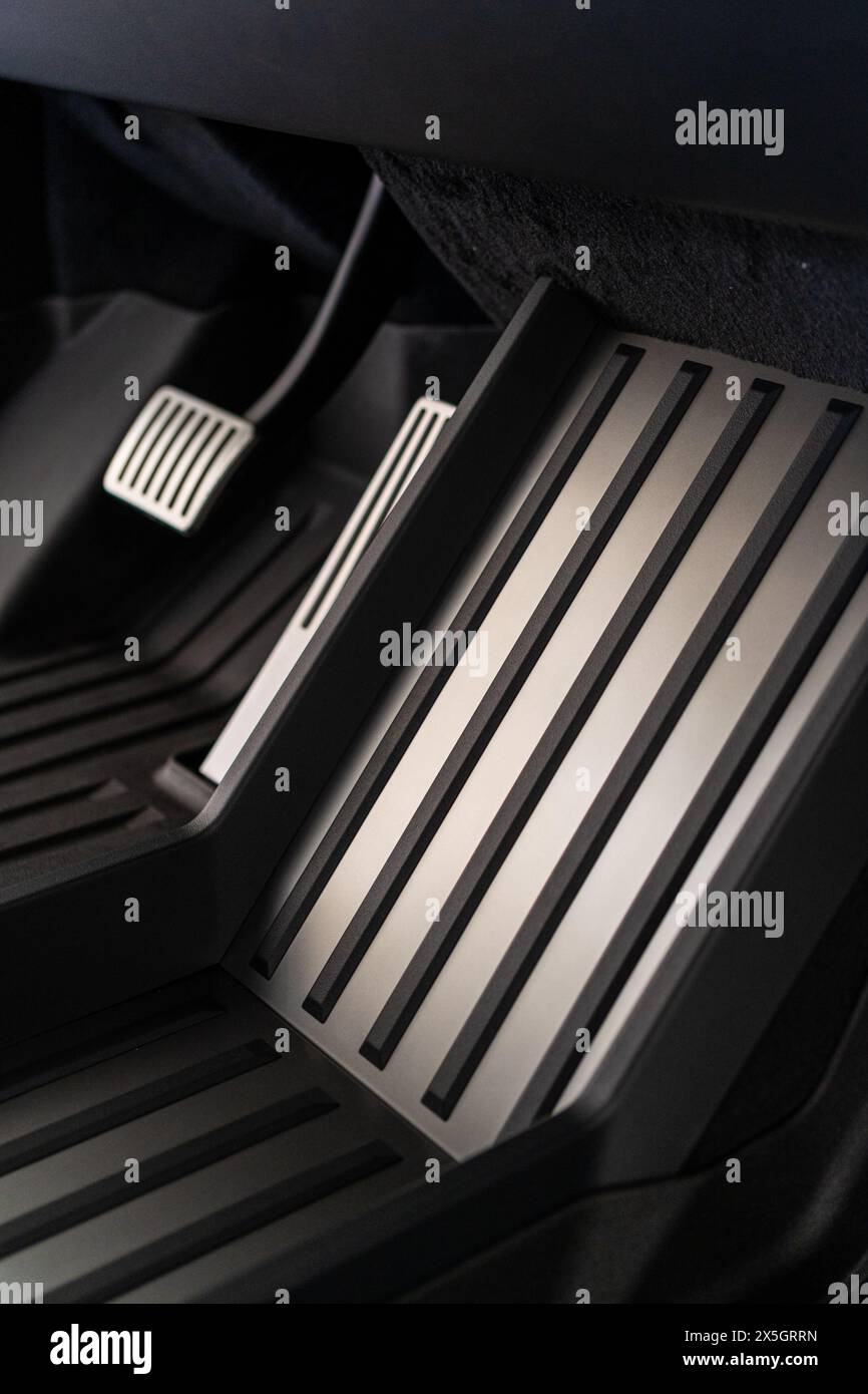 Close-up View of Pedals and Floor in Tesla Cybertruck Stock Photo - Alamy