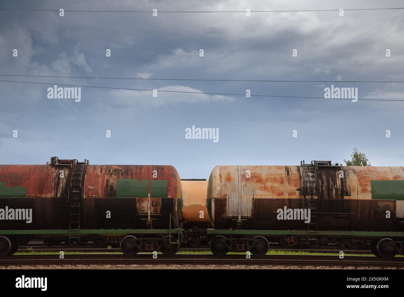 Picture of tank wagons for oil and gas, from russia, standing in a ...