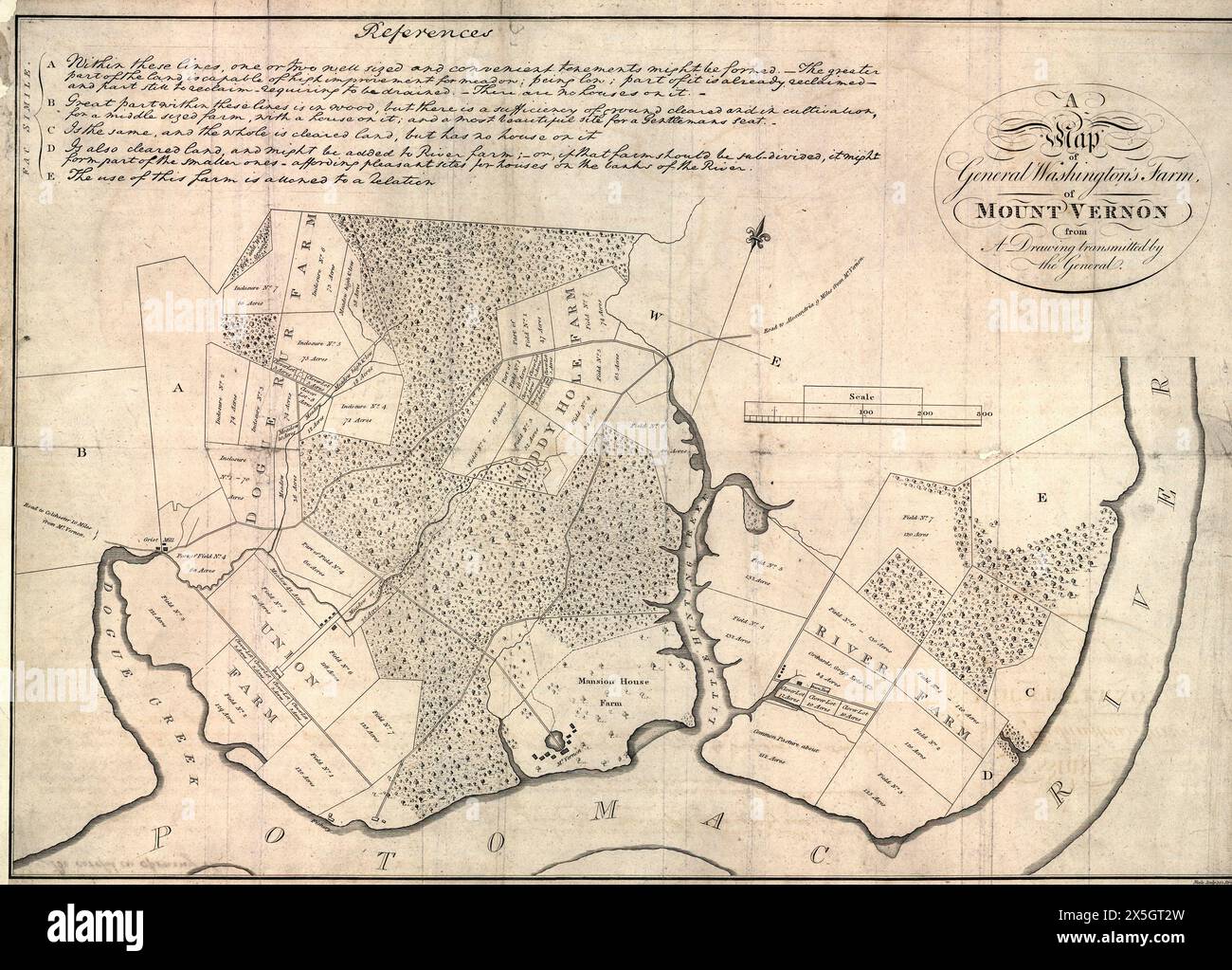 A map of General Washington's farm of Mount Vernon from a drawing ...