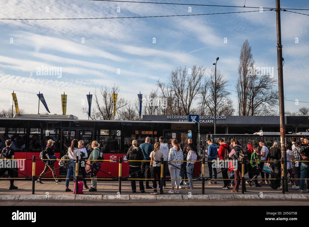 Picture of a crowded bus stop in beogradski sajam, in belgrade, serbia ...