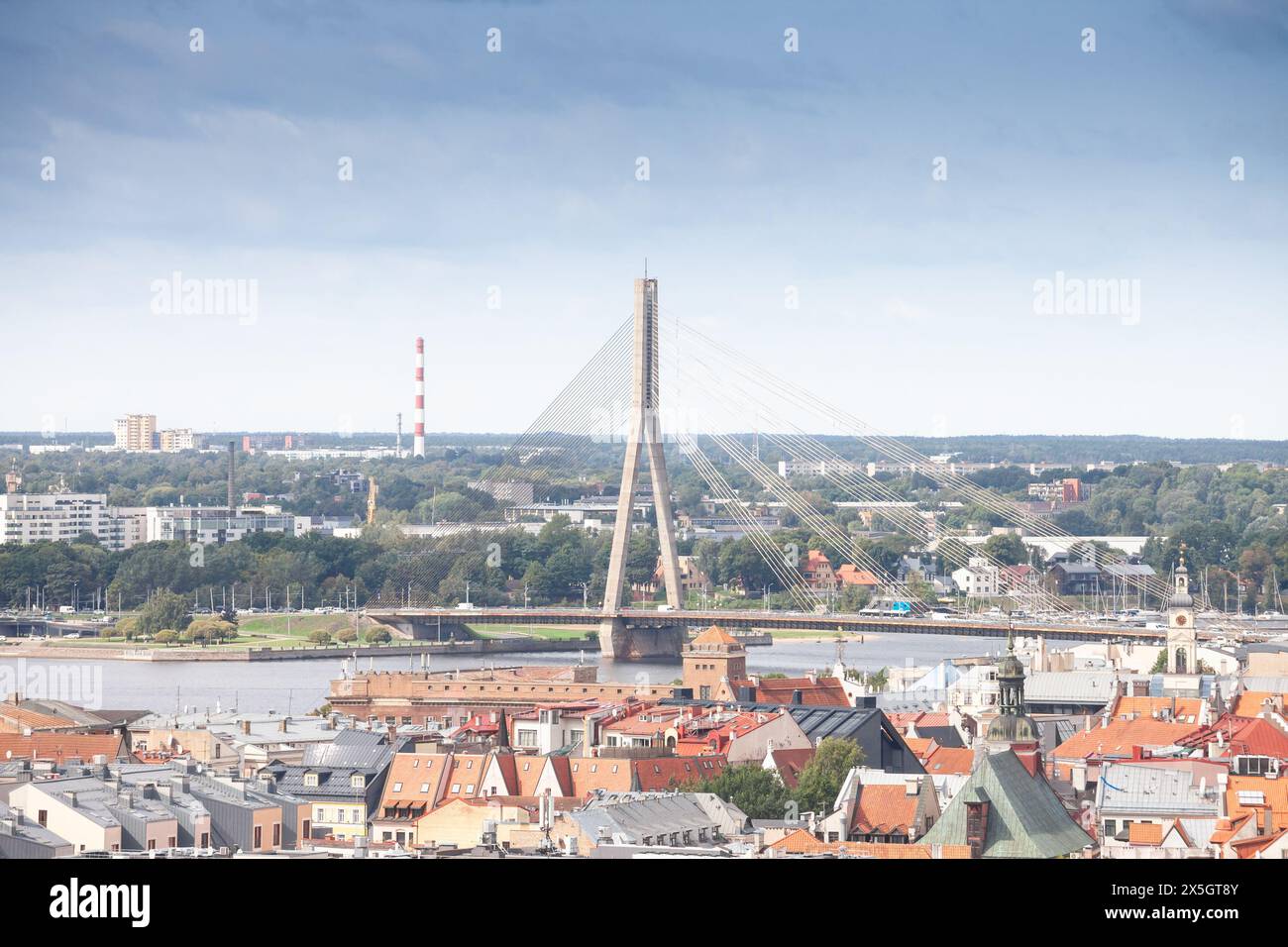 Picture of the vansu bridge. The Vanšu Bridge in Riga is a cable-stayed ...