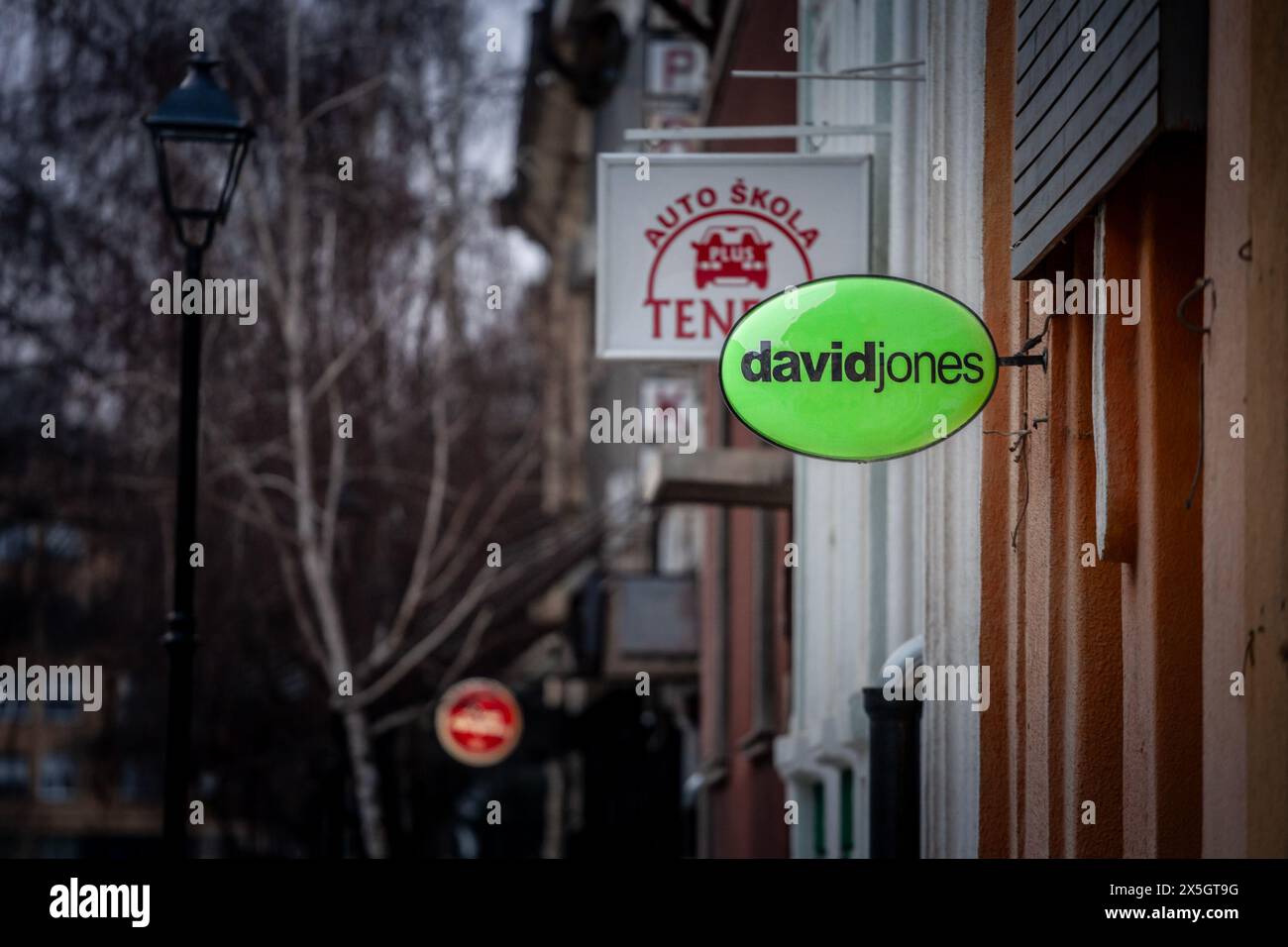 Picture of a sign with the logo of David Jones taken in Pancevo, Serbia ...