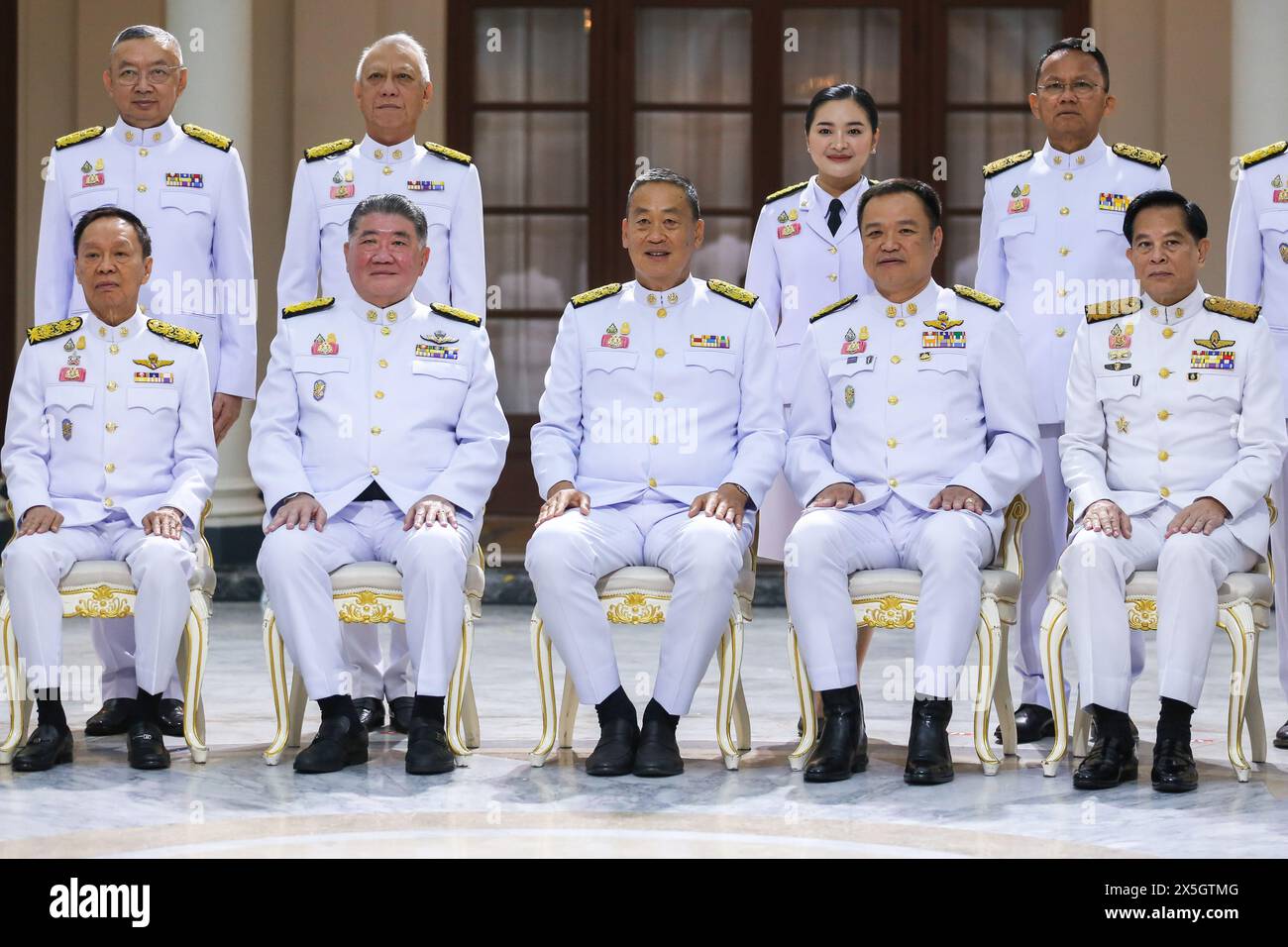 Bangkok, Thailand. 07th May, 2024. Thailand's Prime Minister Srettha Thavisin (C) and his ...