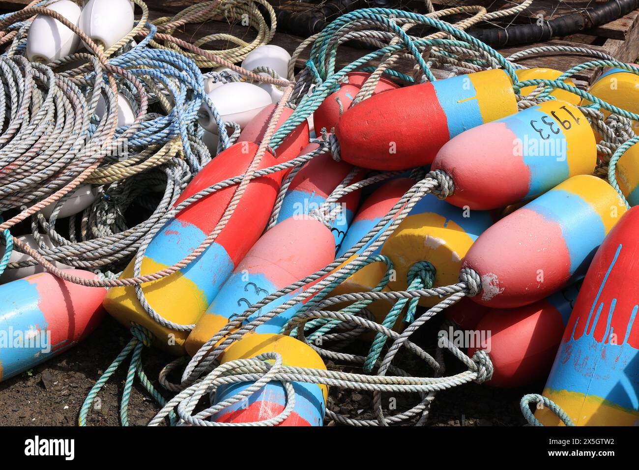 Net floats on the beach Stock Photo - Alamy