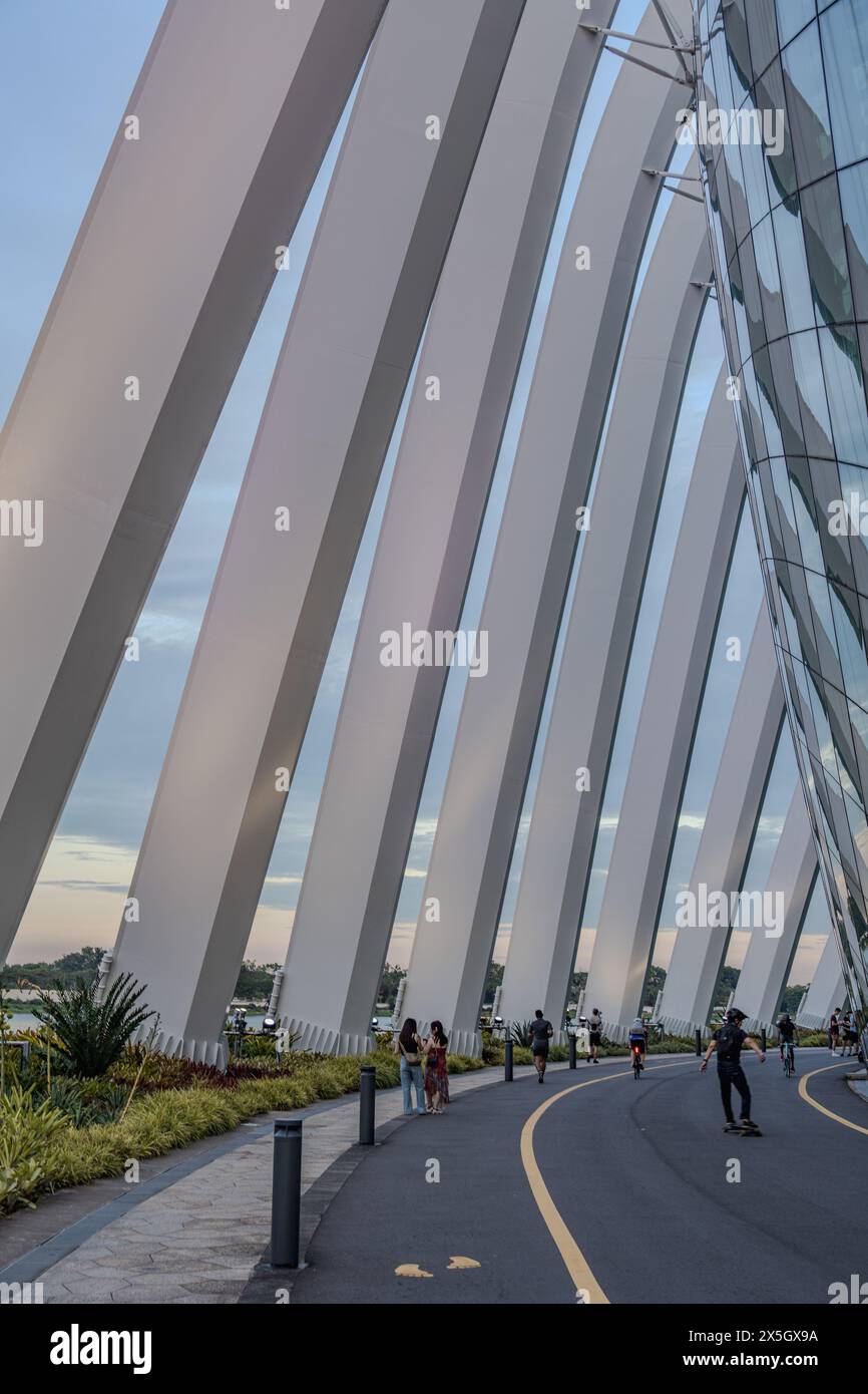 A dynamic image capturing modern architecture along an urban waterfront ...