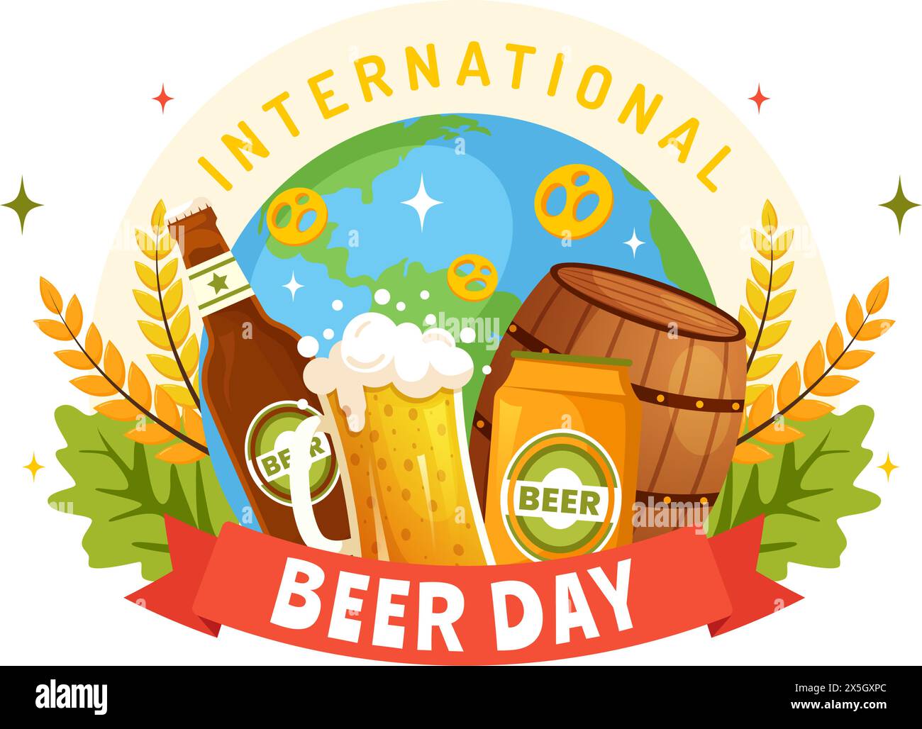 International Beer Day Vector Illustration on 5 August with Cheers ...