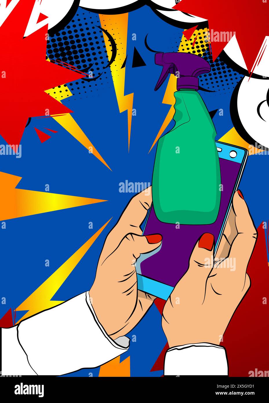 Cartoon Smartphone, comic book Telephone with Window Washer, Cleaning ...