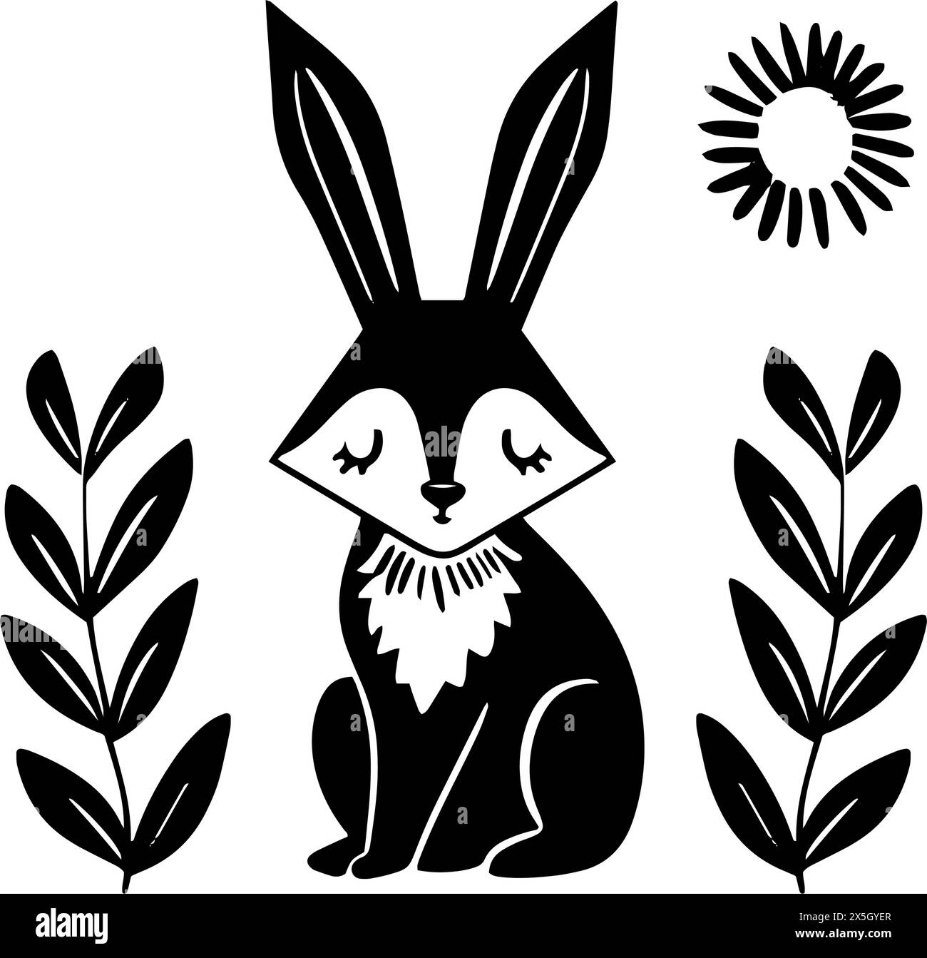 Simple folk art rabbit silhouette hi-res stock photography and images ...