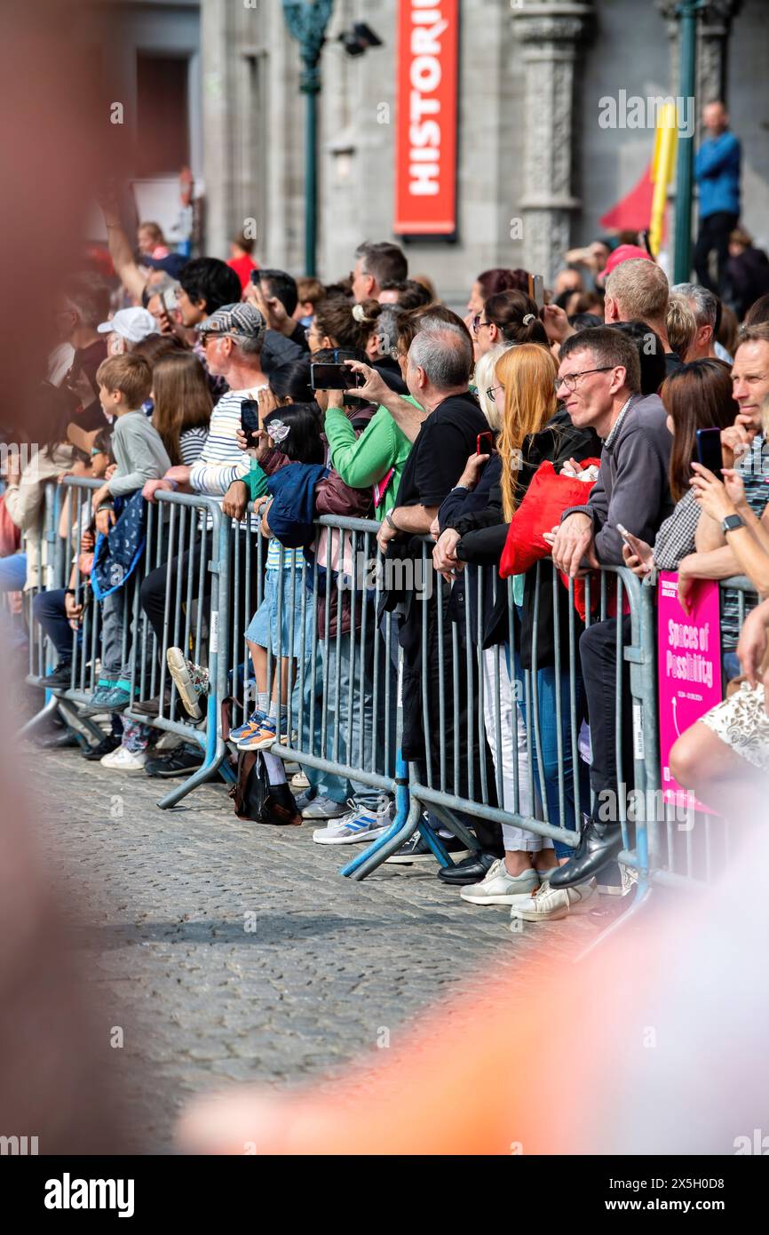 People line on the streets during the Catholic festival of the ...