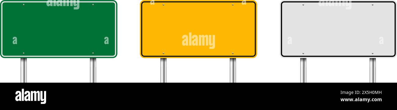 Blank Freeway Signs Isolated on White. Vector illustration Stock Vector ...