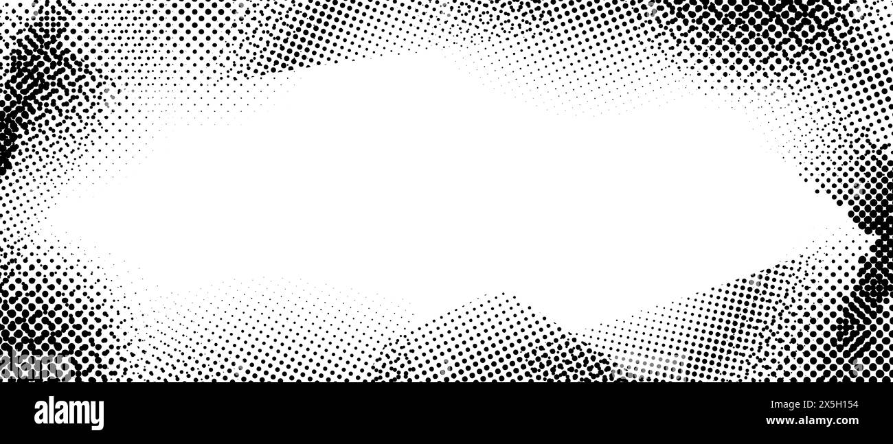 Halftone grunge grain frame. Retro dotted border overlay template for ...