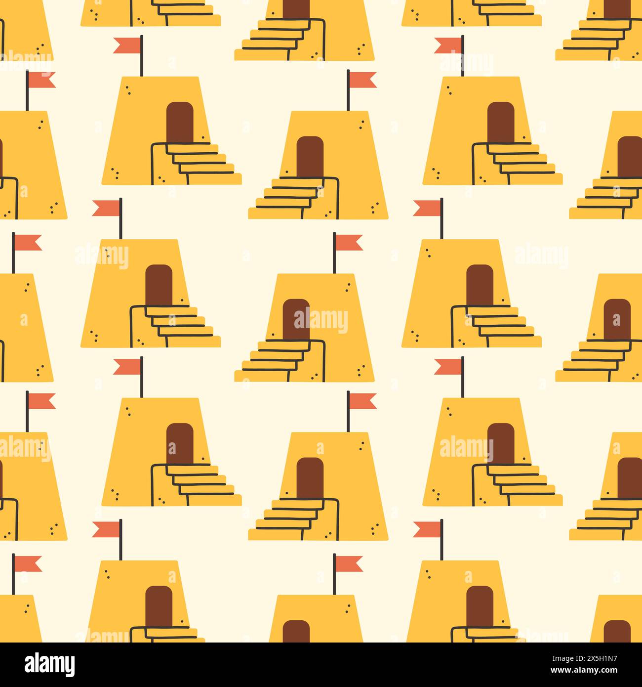 Summer sand castle pattern. Flat seamless pattern. Simple sand castle ...