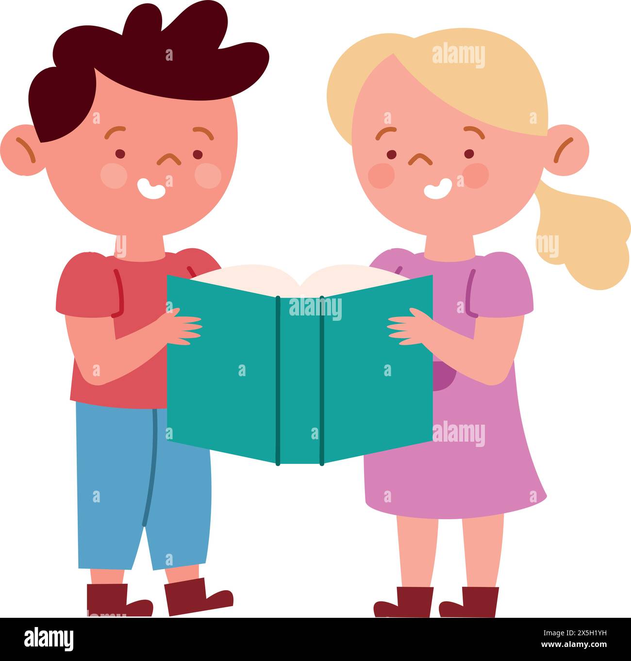 reader boy and girl isolated design Stock Vector Image & Art - Alamy