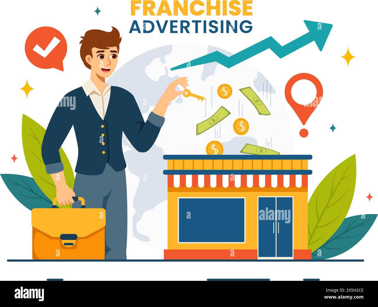 Franchise Advertising Vector Illustration with Business and Finance to ...