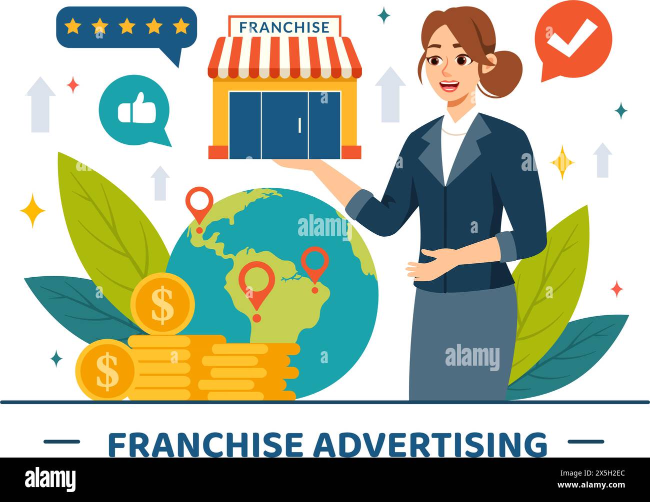 Franchise Advertising Vector Illustration with Business and Finance to ...