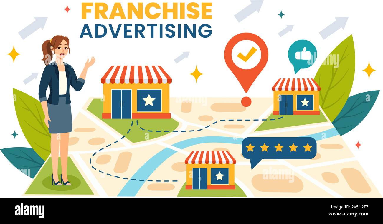 Franchise Advertising Vector Illustration with Business and Finance to ...