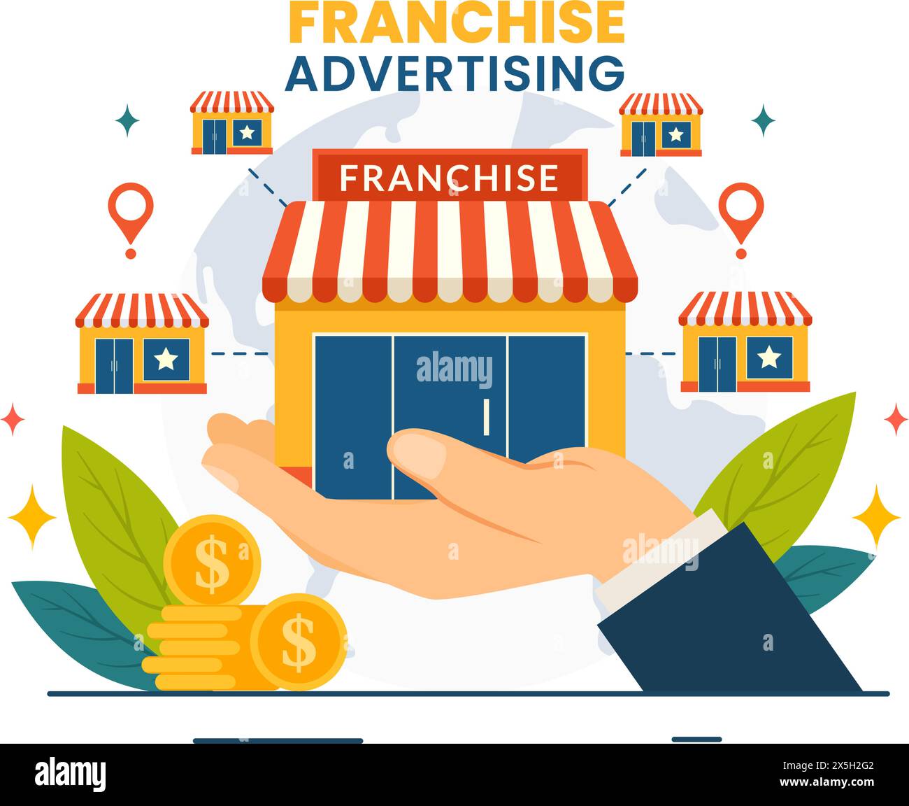 Franchise Advertising Vector Illustration with Business and Finance to ...