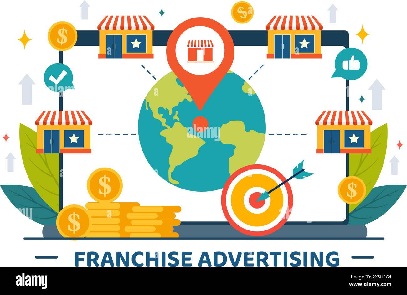 Franchise Advertising Vector Illustration with Business and Finance to ...