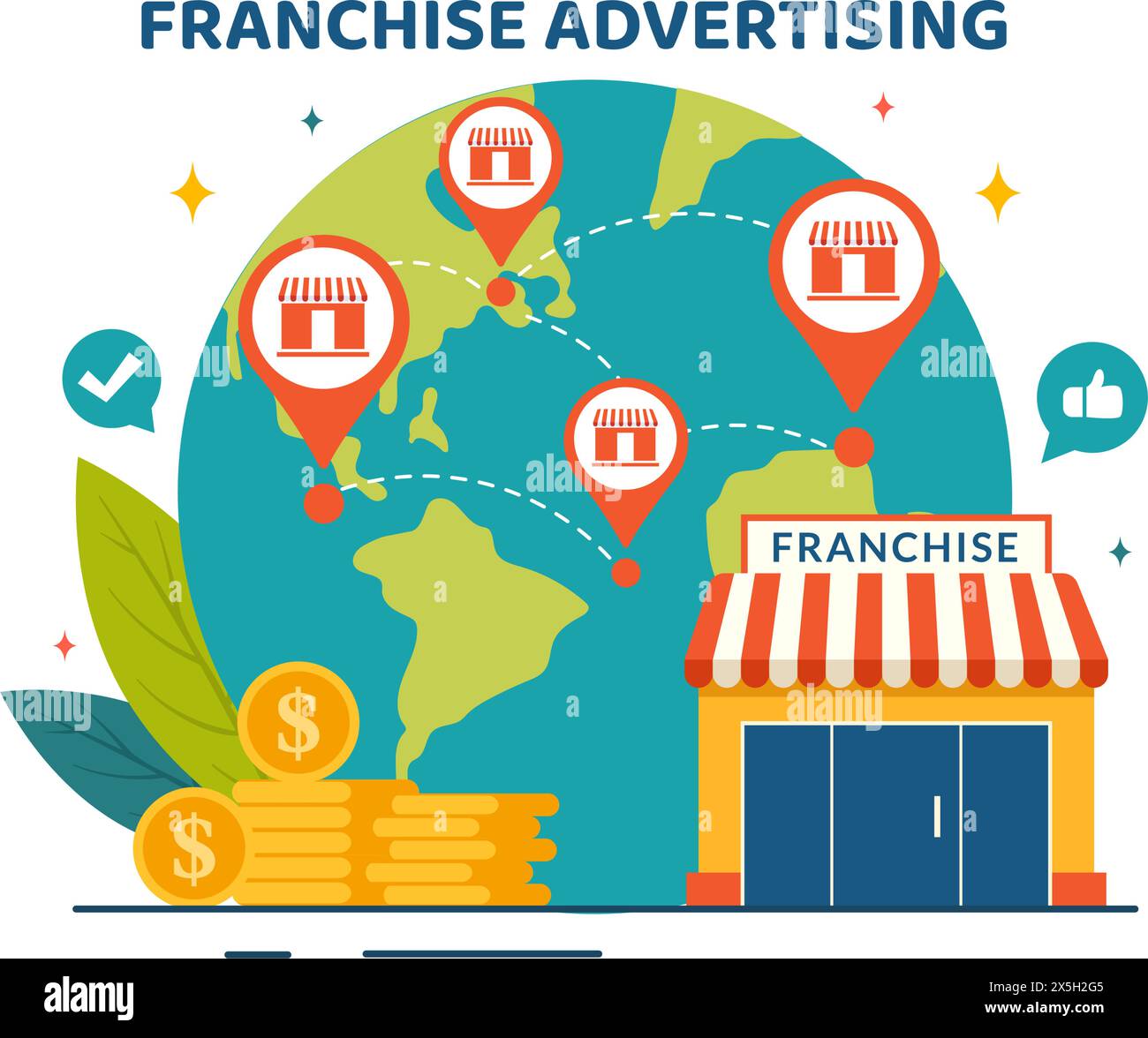 Franchise Advertising Vector Illustration with Business and Finance to ...