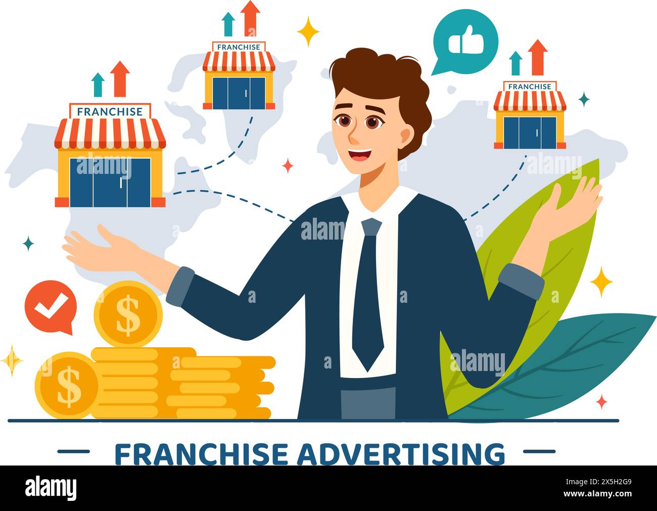 Franchise Advertising Vector Illustration with Business and Finance to ...