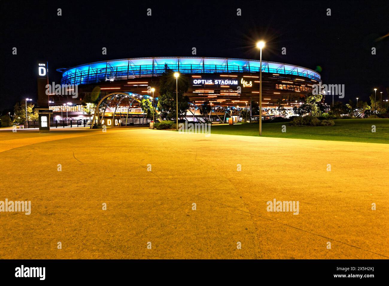 Perth Optus stadium at night, Burswood, Perth, Western Australia Stock ...