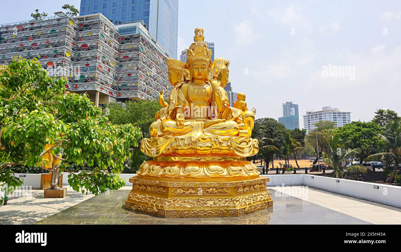 Golden Color Statue of Samudruptse, Gangarama Sima Malaka, Colombo, Sri ...